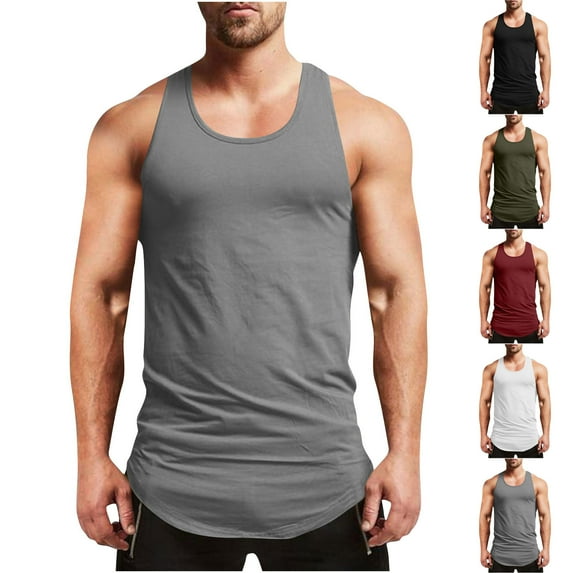 FNFYFH Mens Workout Tank Tops Gym Muscle Athletic Sleeveless T Shirts ...