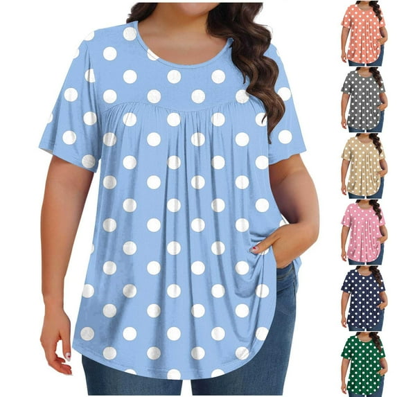 FNFYFH Plus Size T Shirt for Womens Short Sleeve Cute Print Crewneck ...