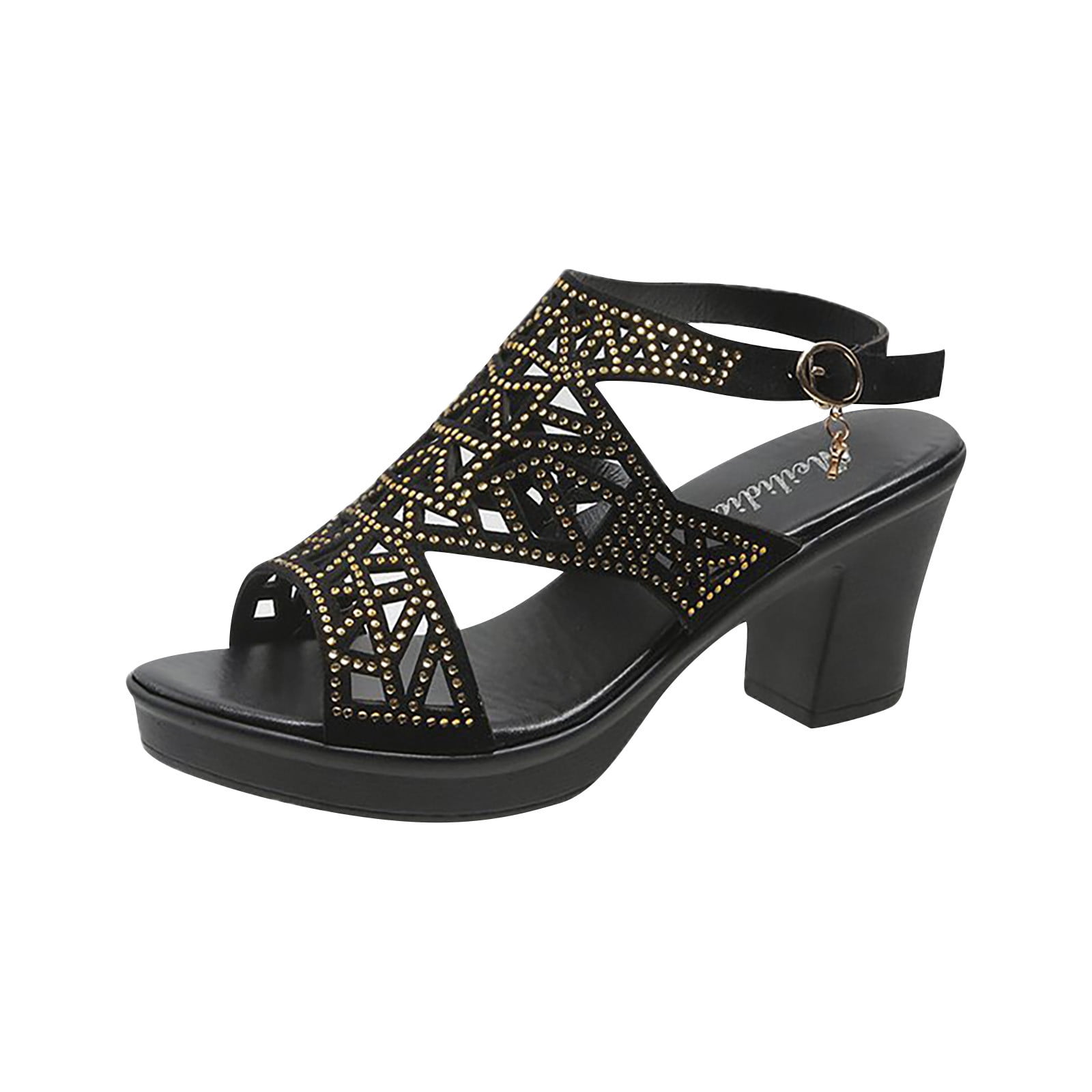 FNFYFH Open Toe Ankle Strap Sandal 鈥?Western Bootie Stacked Heel Open ...