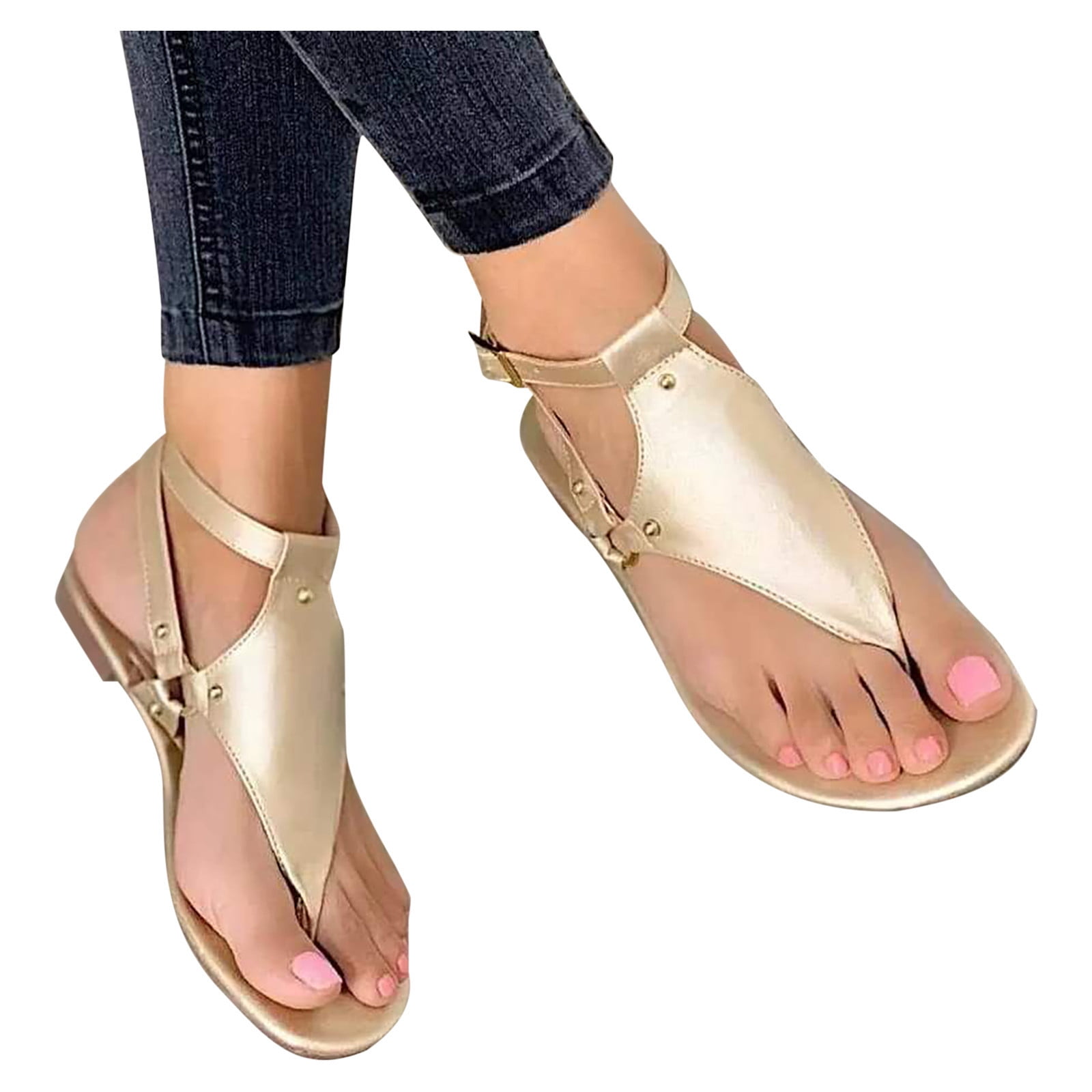 FNFYFH Sandals for Women Girls Dressy Summer Flats Sandal Bohemia Flip ...