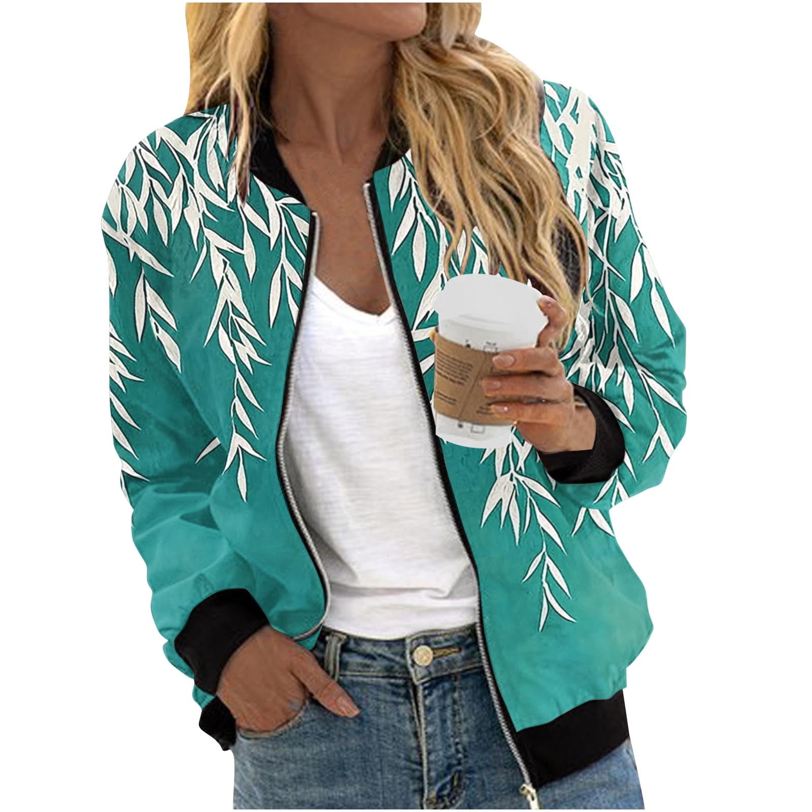 FNFYFH Sequin Jackets for Women Retro Bomber Jacket Trendy Lightweight ...