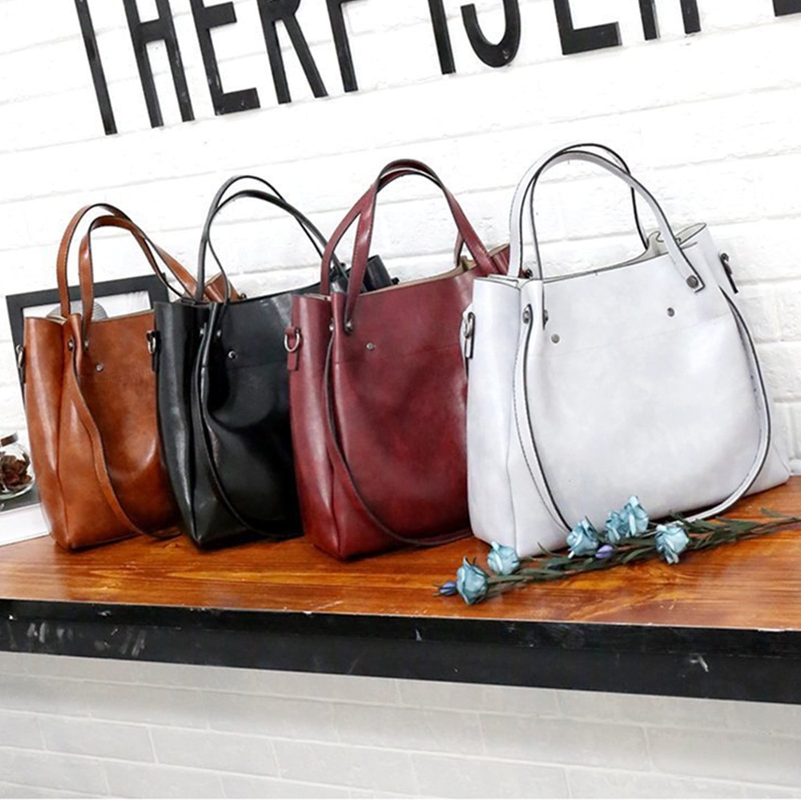FNFYFH Women Fashion Synthetic Leather Handbags Tote Bag Shoulder Bag ...
