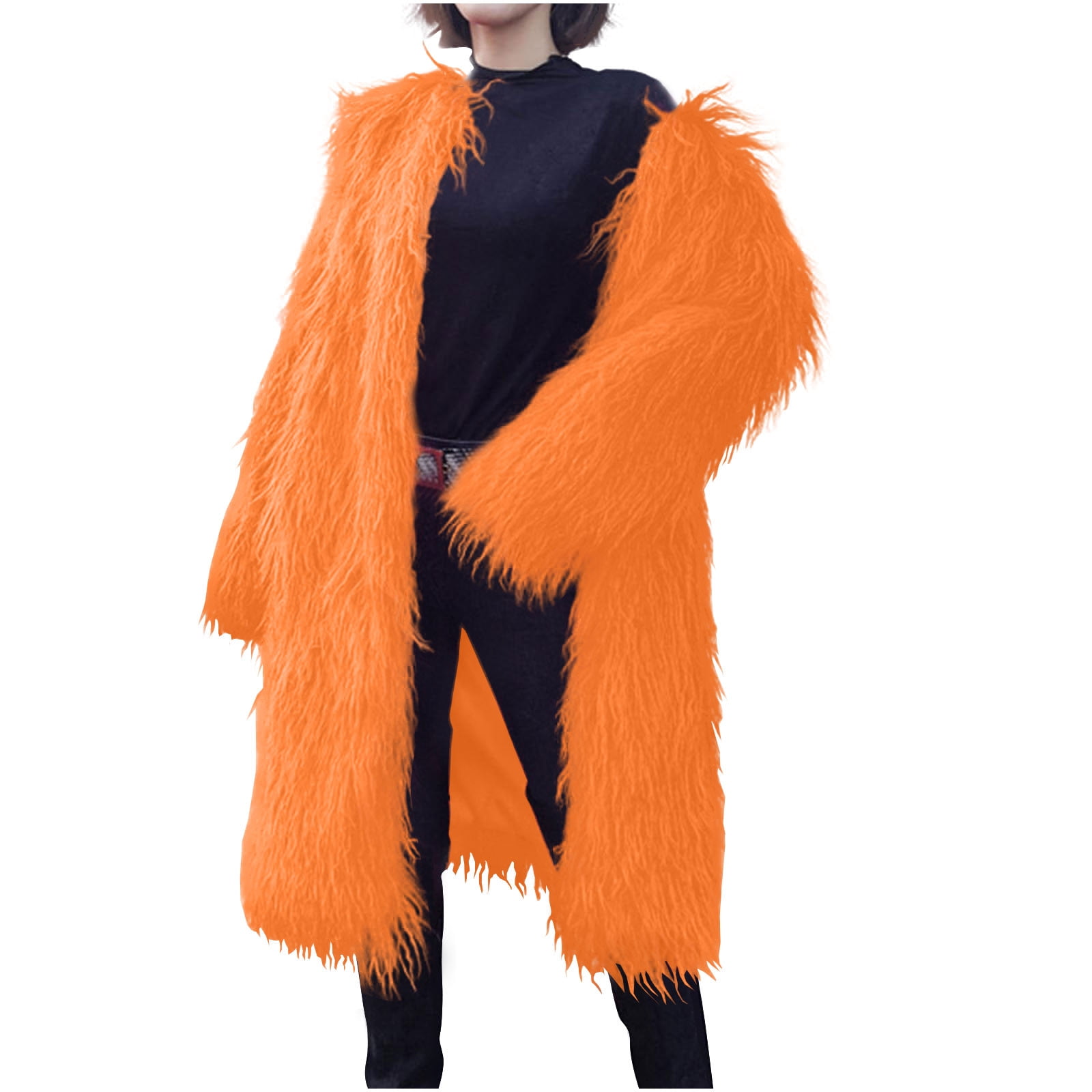 FNFYFH Women's Faux Fur Coat Lapel Furry Jackets Turn-Down Collar ...