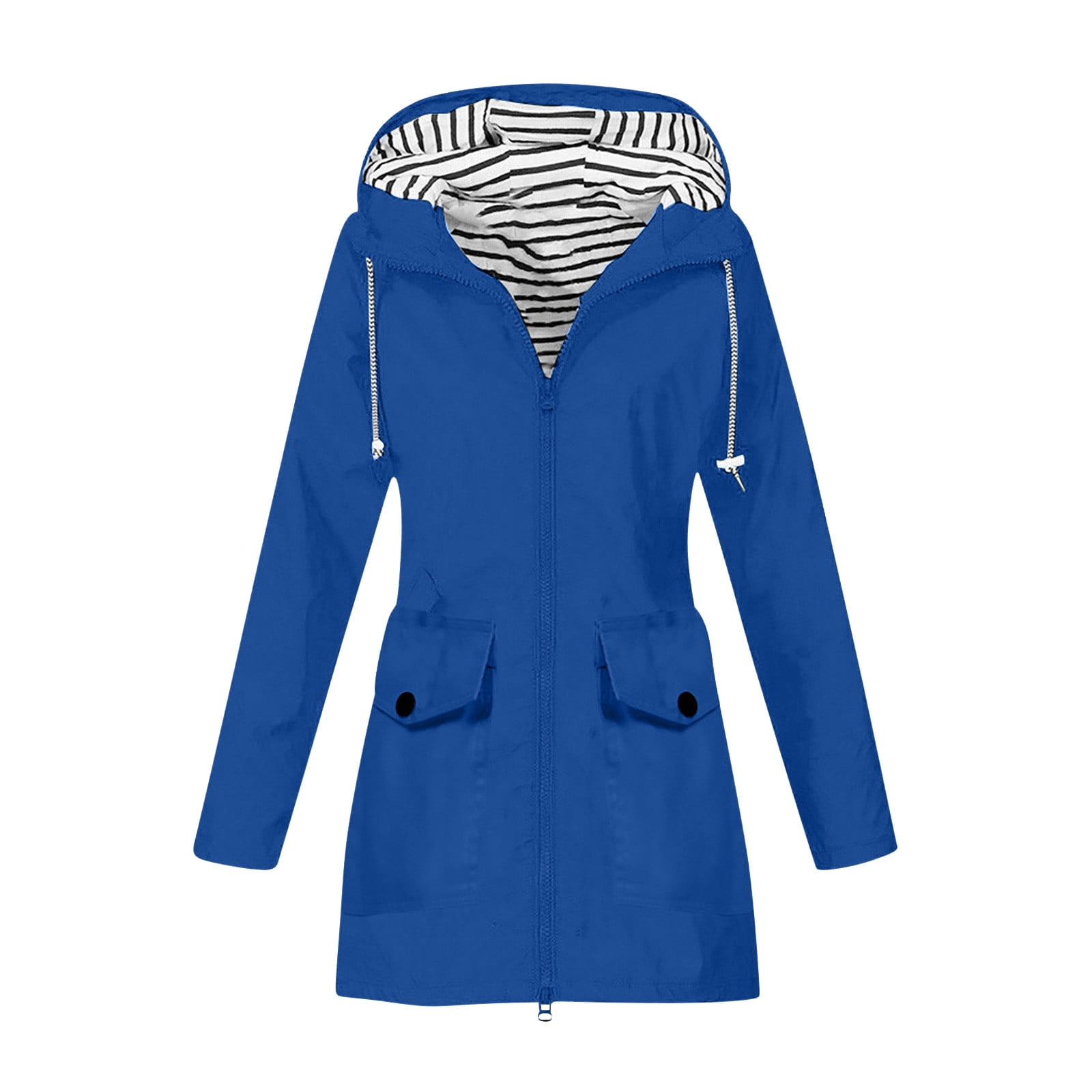 FNFYFH Women's Long Rain Jacket Lightweight Waterproof Raincoat with ...