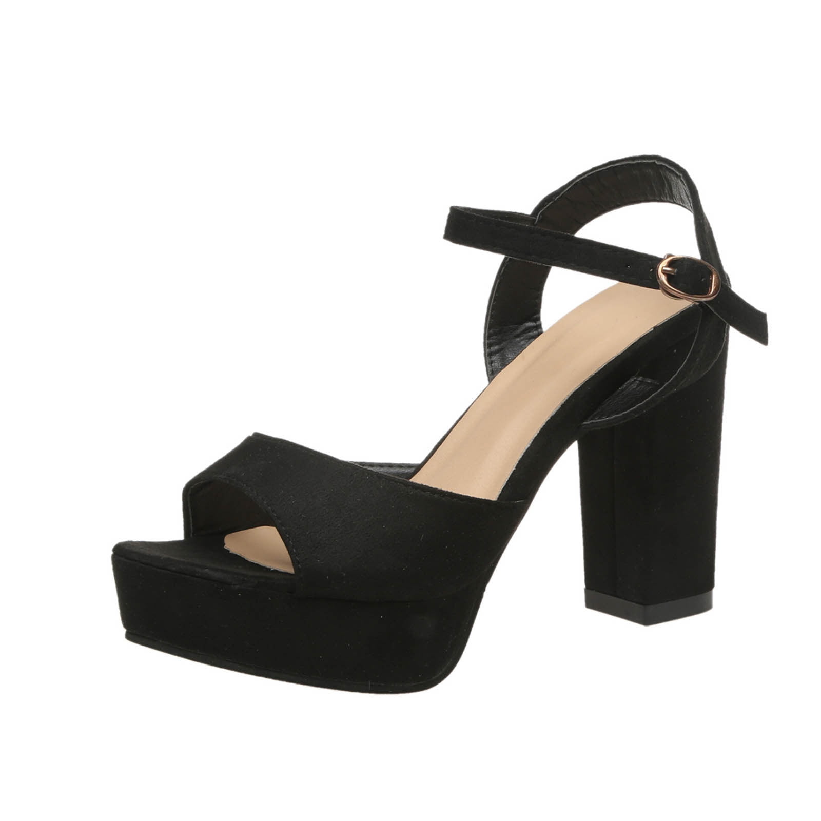 FNFYFH Women's Platform Chunky High Heels Dress Sandals Peep Toe Ankle ...