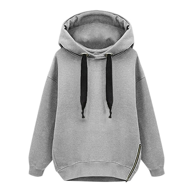 FNFYFH Womens Fleece Hoodie Split Hem Drawstring Long Sleeve Hoodies ...