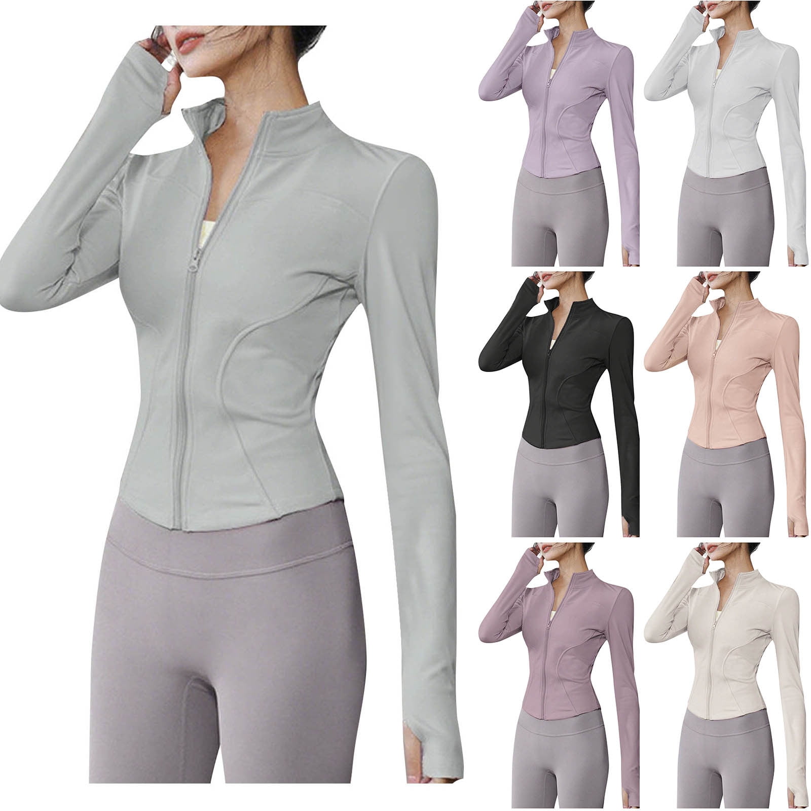 FNFYFH Womens Lightweigh Zip Up Yoga Jacket Soft Stretch Cropped Long ...
