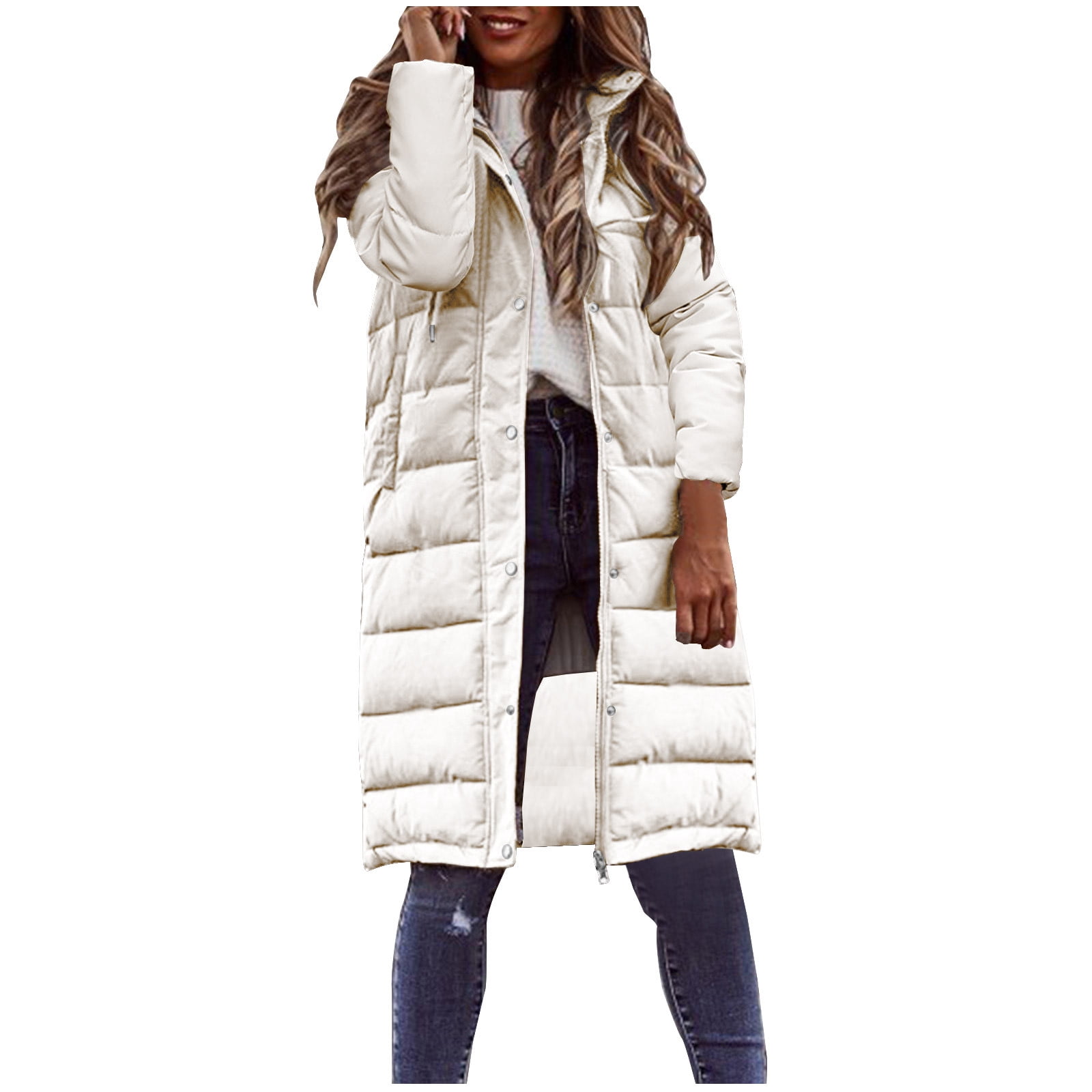 FNFYFH Womens Long Puffer Jacket Lightweight Quilted Jackets Hooded ...