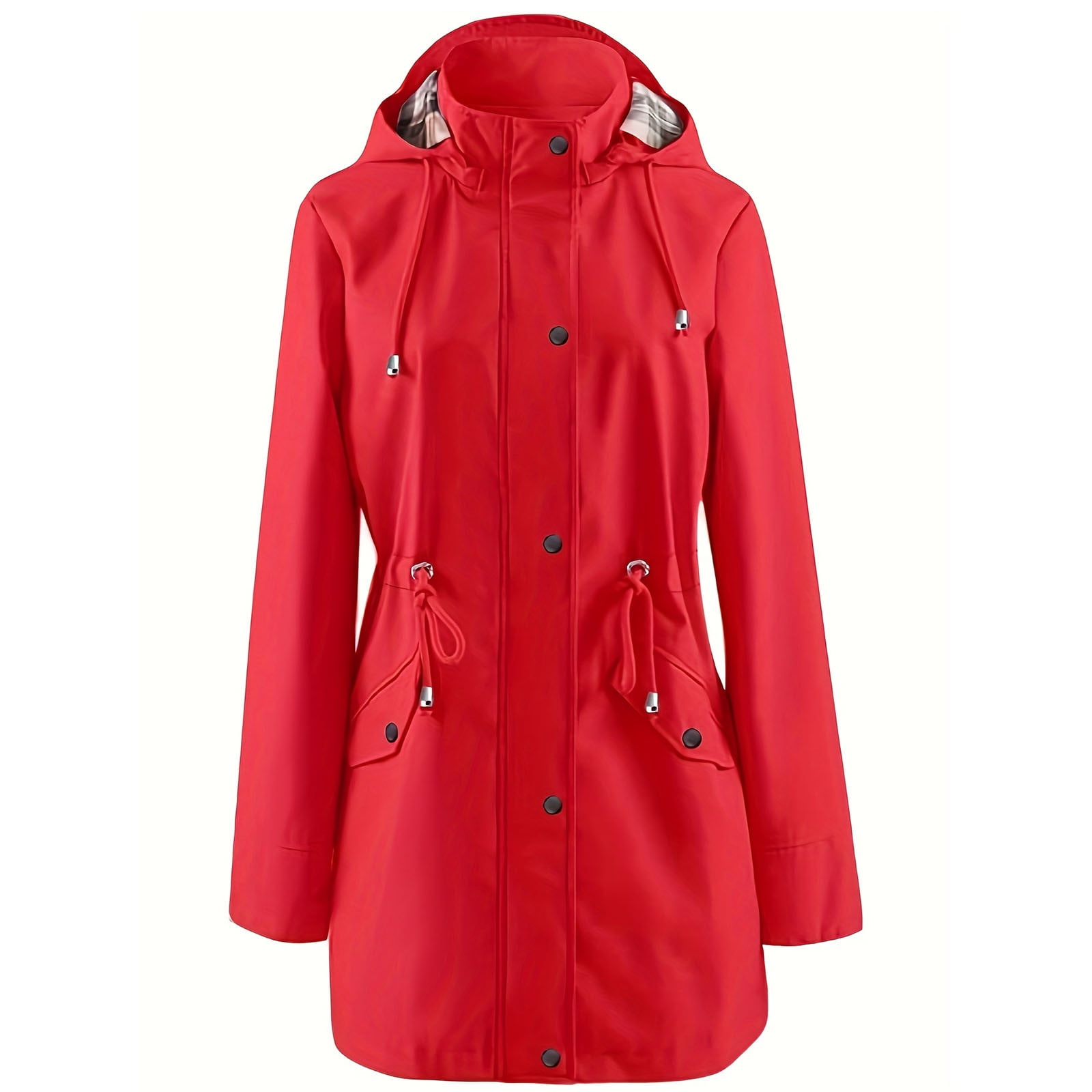 FNFYFH Womens Plus Size Rain Jacket Solid Lightweight Waterproof ...