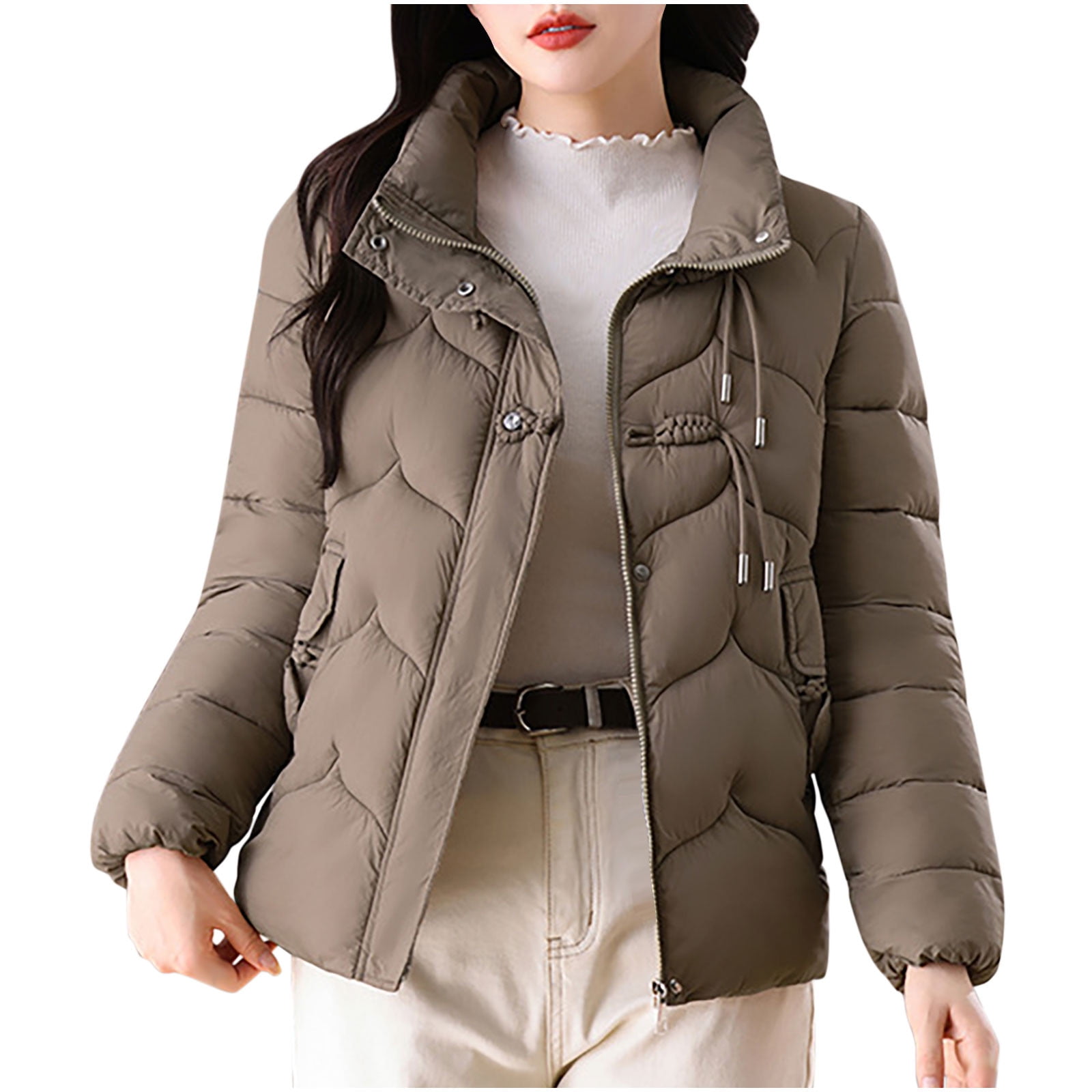 FNFYFH Womens Quilted Lightweight Jackets Oversized Puffer Jacket Solid ...