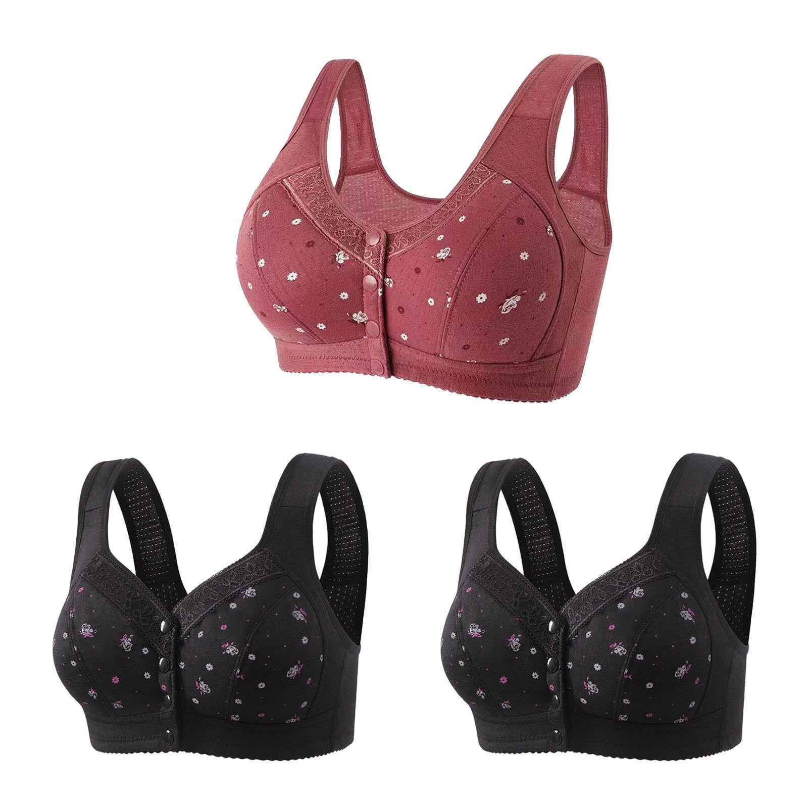 FNFYFH Womens Sexy Bralette Bra Front Close Button Wireless Bra Comfort ...