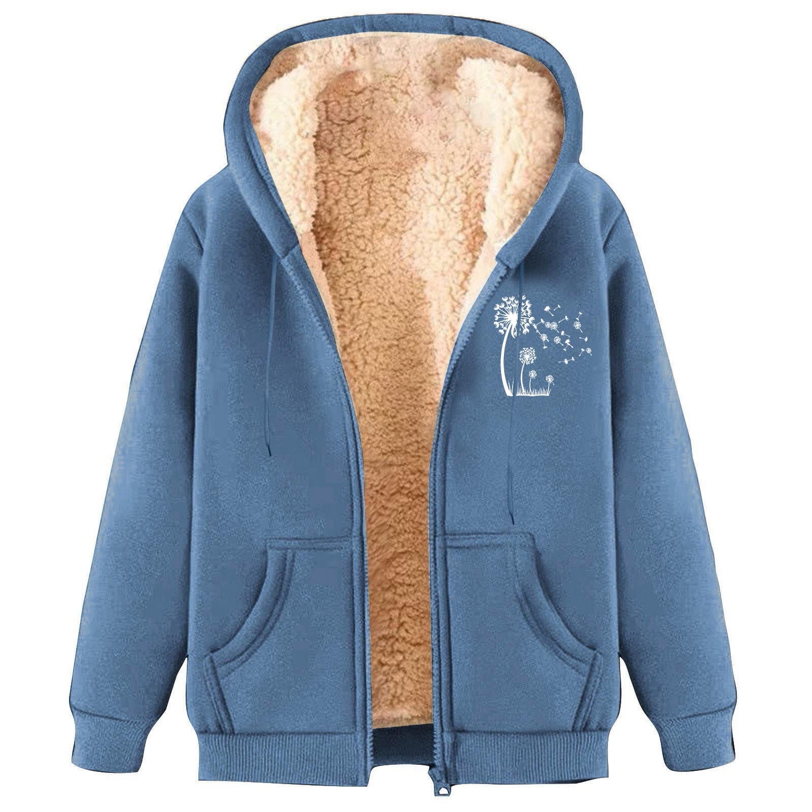 FNFYFH Womens Warm Fuzzy Zip Up Hoodies Faux Fur Fleece Winter Coats ...