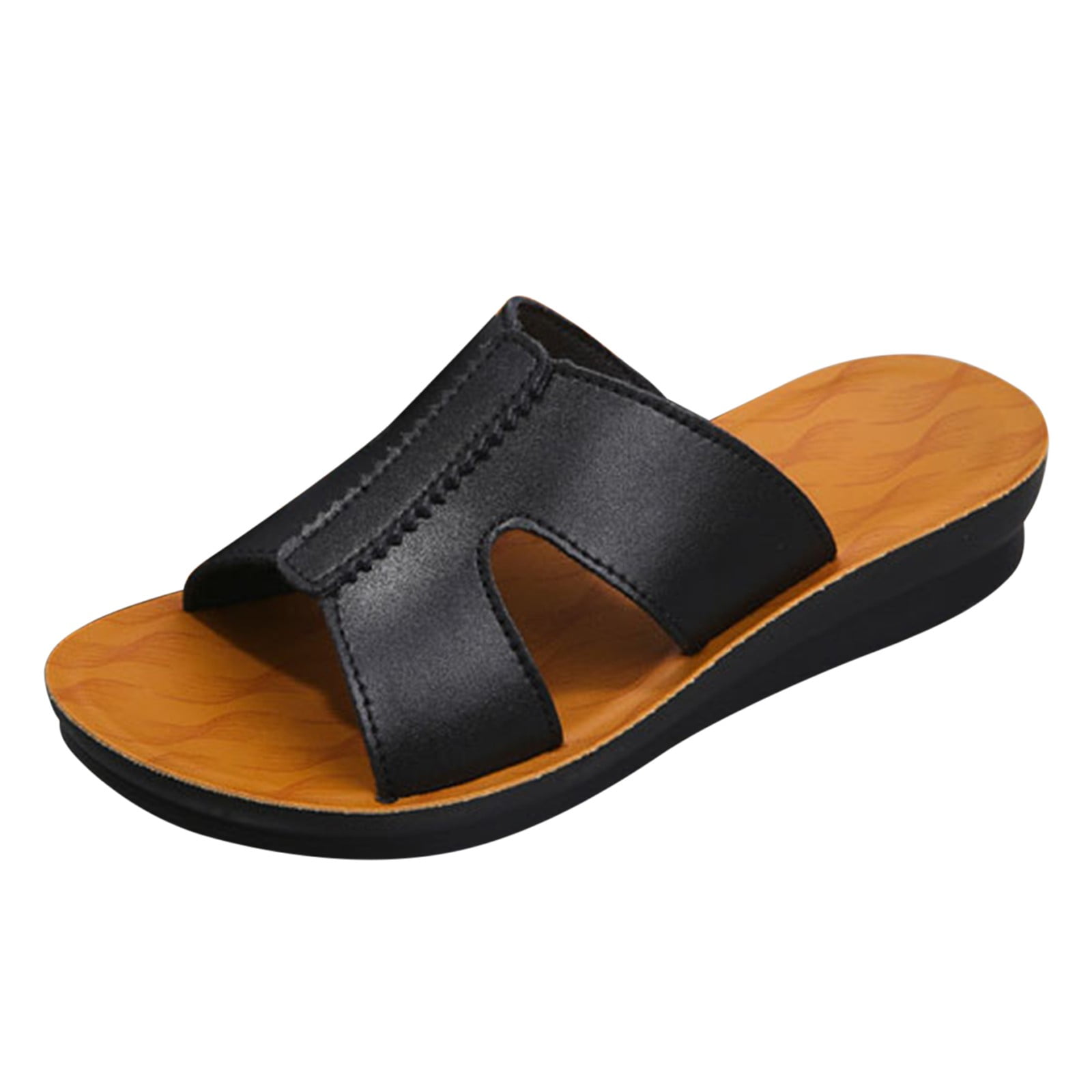 FNFYFH Womens Wedges Sandals Flat Slide Sandals Orthotic Slides Ladies ...
