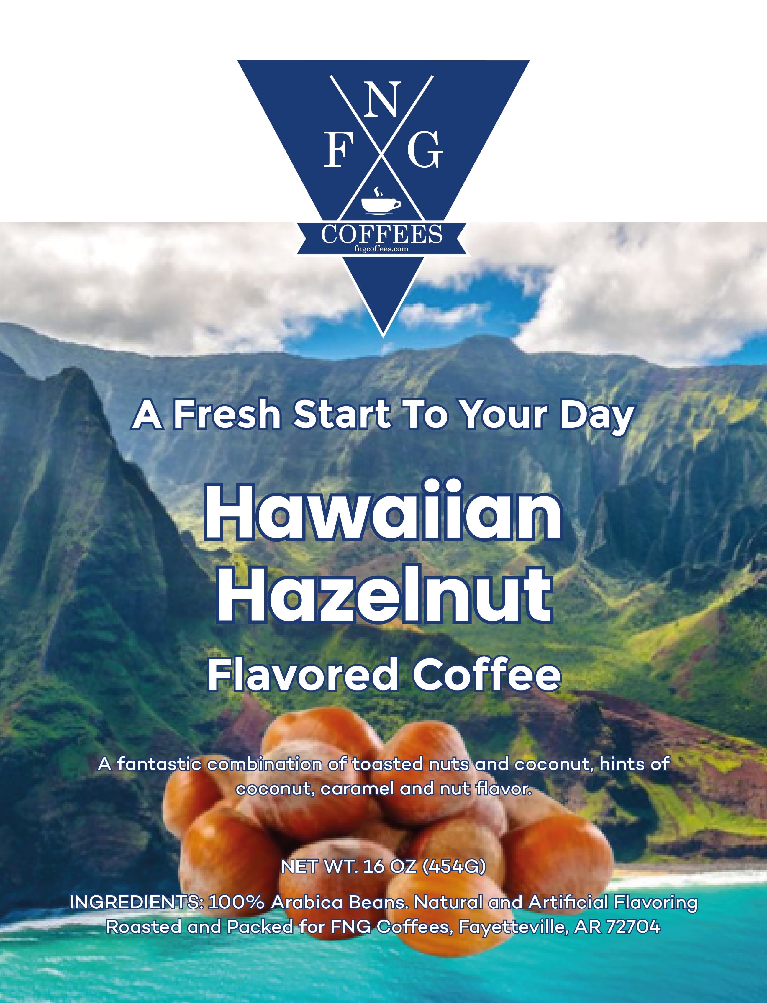 FNG Coffees- Hawaiian Hazelnut Flavored Coffee- Whole Bean - Walmart.com