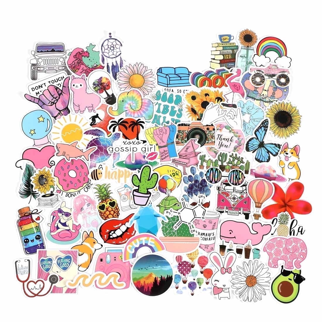 100pcs Trendy Water Bottle Stickers, Waterproof Vinyl Decals for Laptop ...