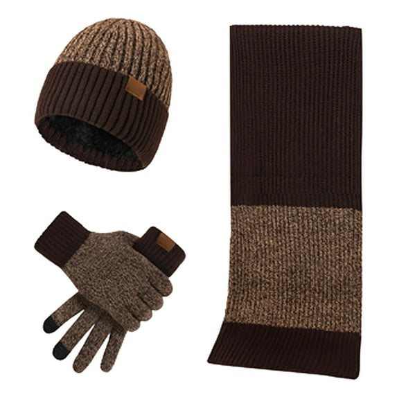 FNGZ 1 Hat + 1 Scarf + 2 Gloves, B Scarf ,Hat,& Gloves, Knitted Wool ...