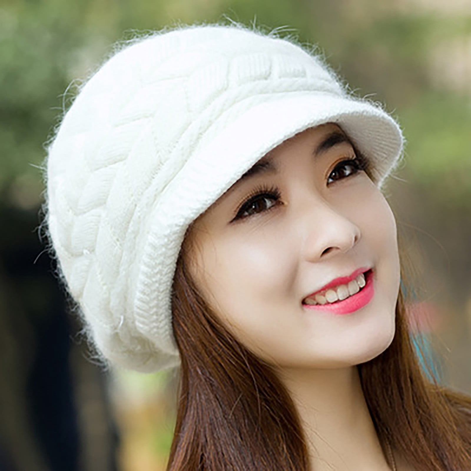 FNGZ 1 Hat, White Berets, Autumn And Winter Warm Knit Woolen Hat Plus ...