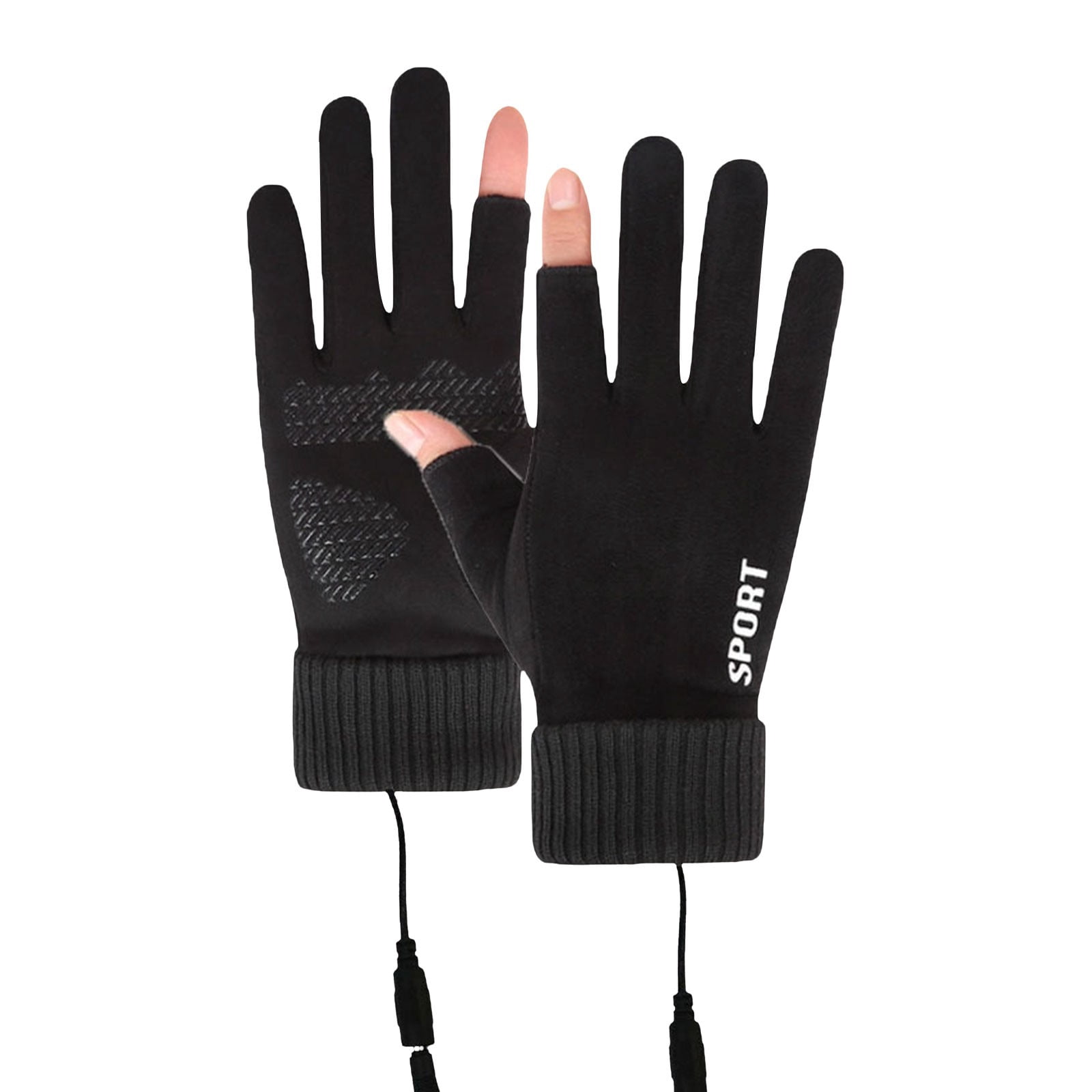 FNGZ 1 Pair of Usb Heated Warm Gloves, Black Gloves Mittens, Winter Usb ...