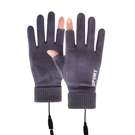 FNGZ 1 Pair of Usb Heated Warm Gloves, Grey Gloves Mittens, Winter Usb ...