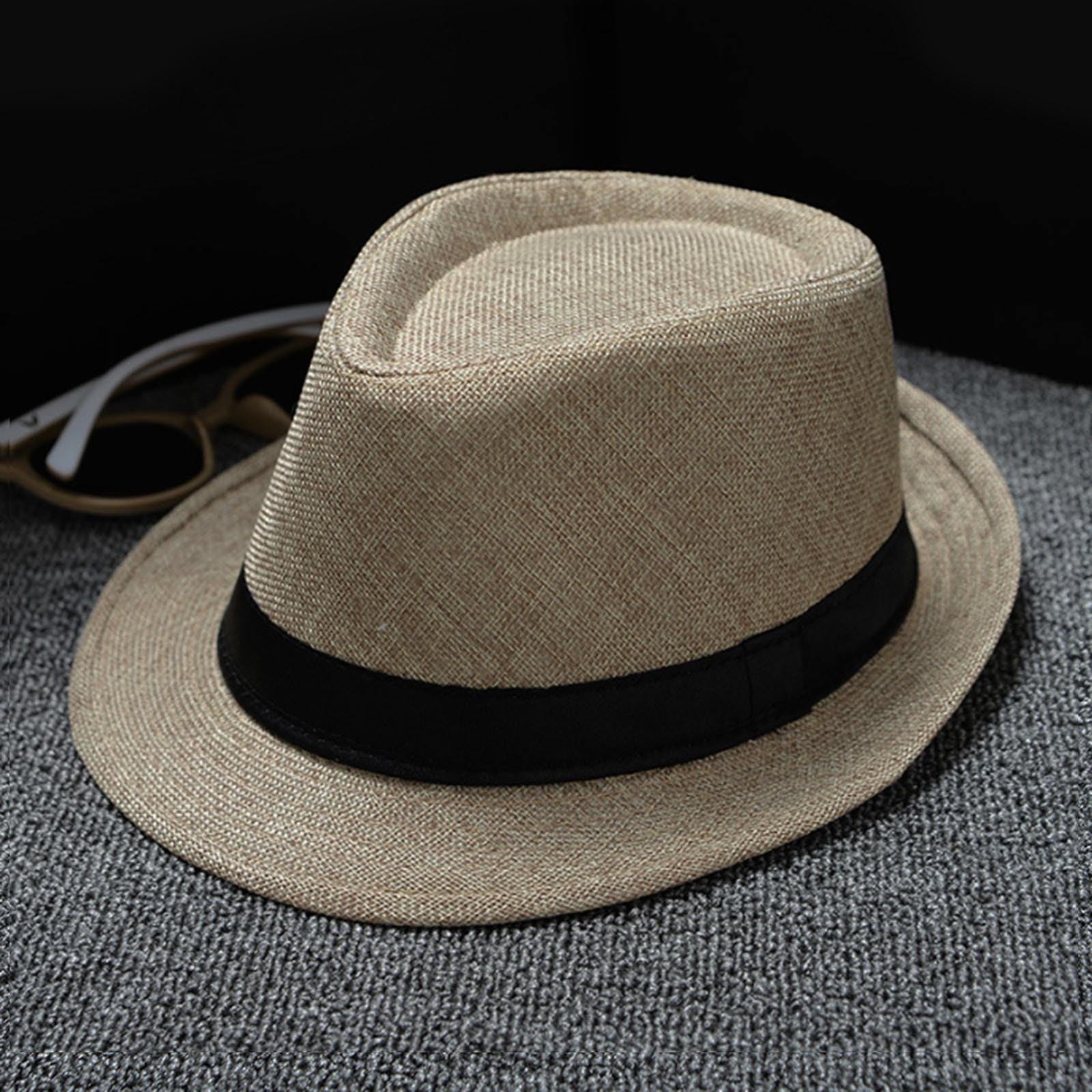 FNGZ 1 Pc Hat, Beige Sun Hats, Men And Women Retro Jazz Hat Soild ...