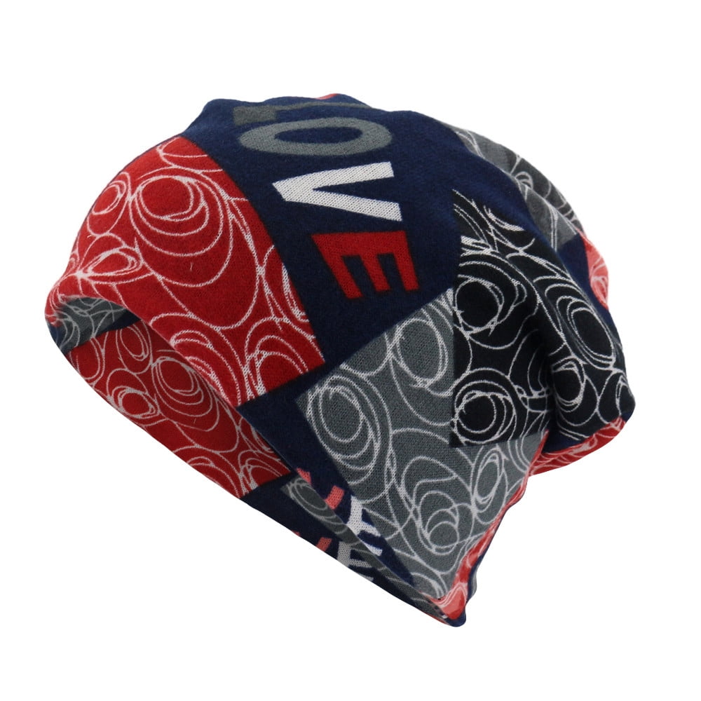 FNGZ 1 Pc Hat, Red Baseball Caps, Women Letter Print Scarf Beanie Cap ...