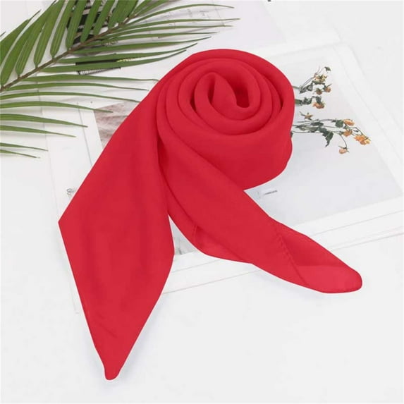FNGZ 1 Pc Weibo, Red Neckerchief, Solid Color Chiffon Square Scarf ...