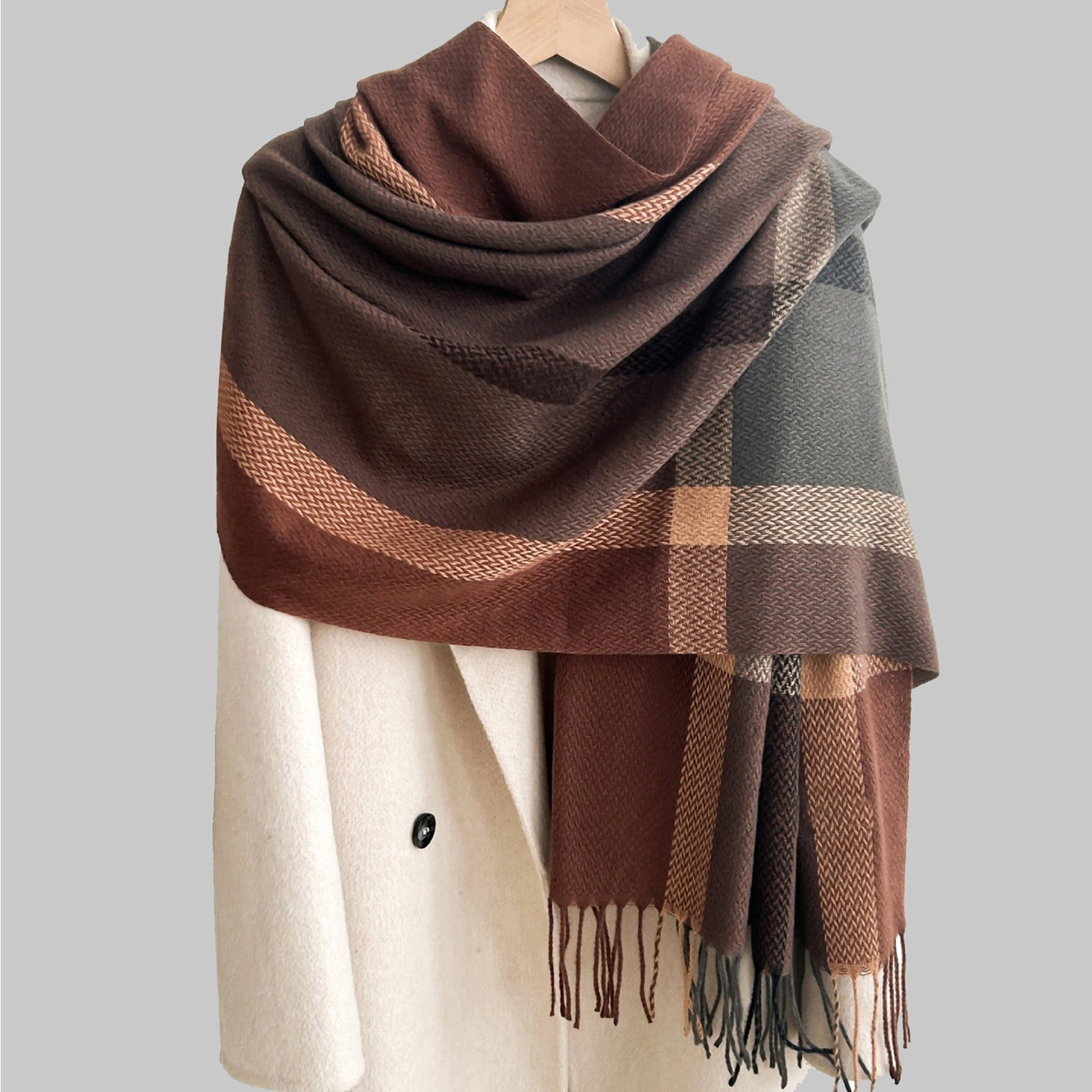 FNGZ 1* Scarf, Coffee Scarf, Ladies' Autumn And Winter Warm Fringed ...