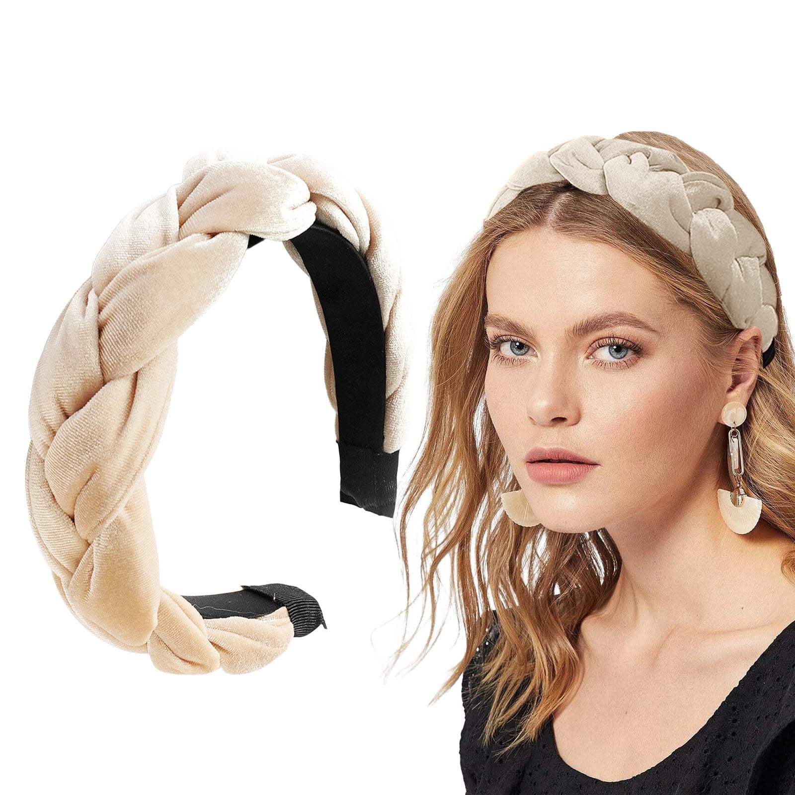 FNGZ 1Pc Headband, Beige 普通产品 ->, Braided Hair Band Velvet Braided ...