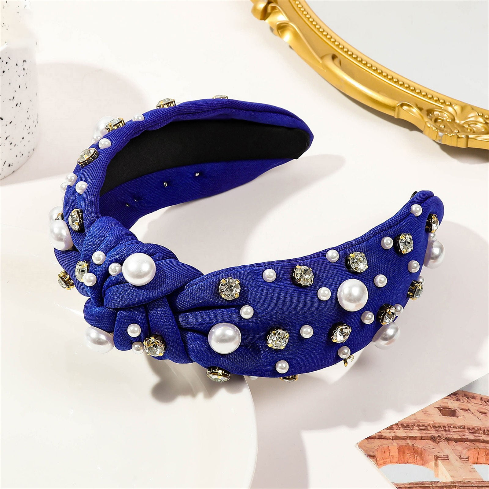 FNGZ 1Pc Headband, Blue Heardband, Headband Women's Diamond Pearl Denim ...