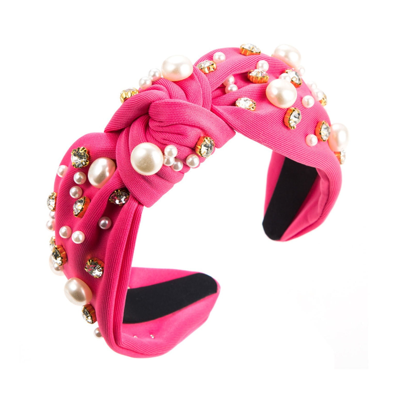 FNGZ 1Pc Headband, Hot Pink Heardband, Headband Women's Diamond Pearl ...