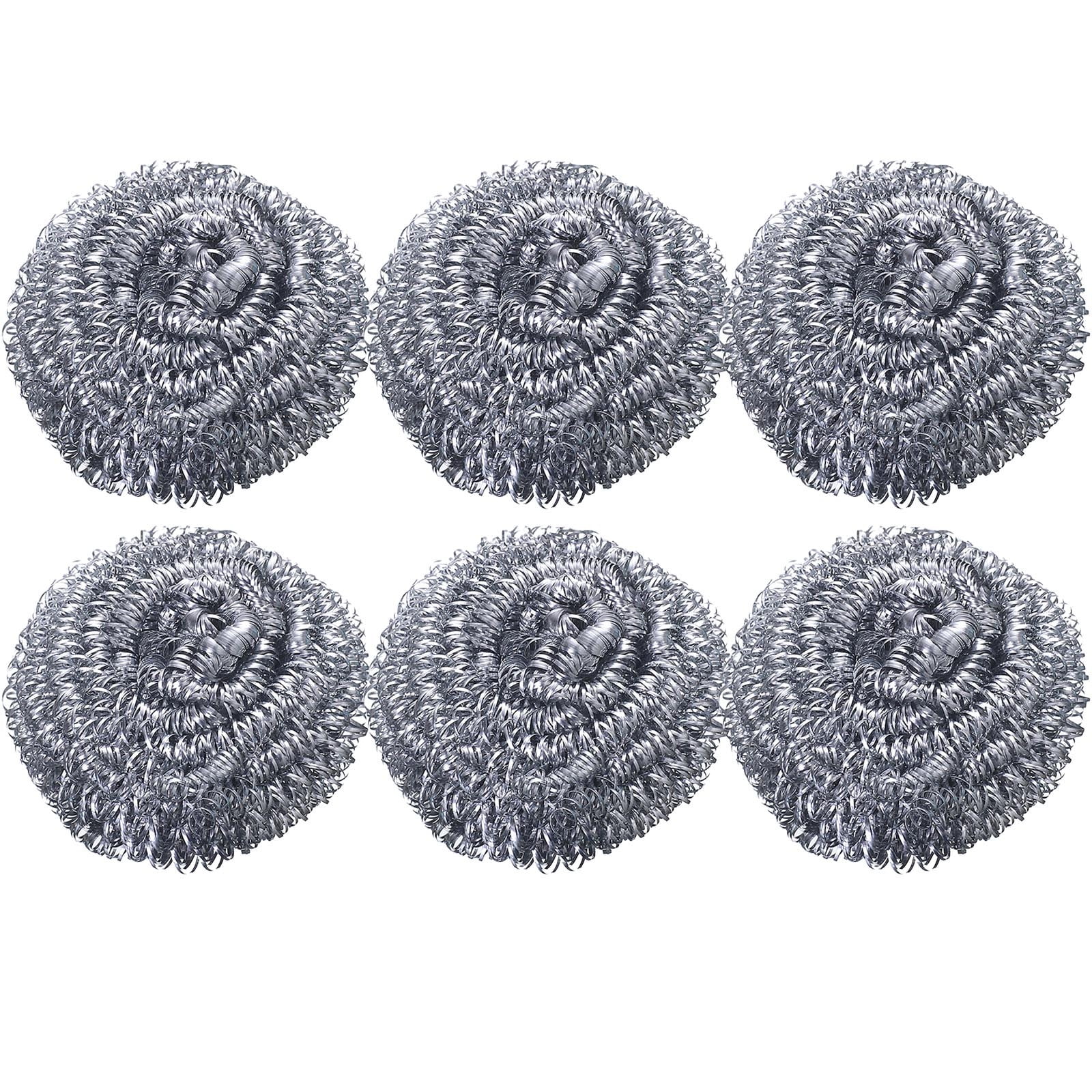 FNGZ 6PC Cleaning Ball Stainless Steel Sponges Scrubbing Scouring Pad ...
