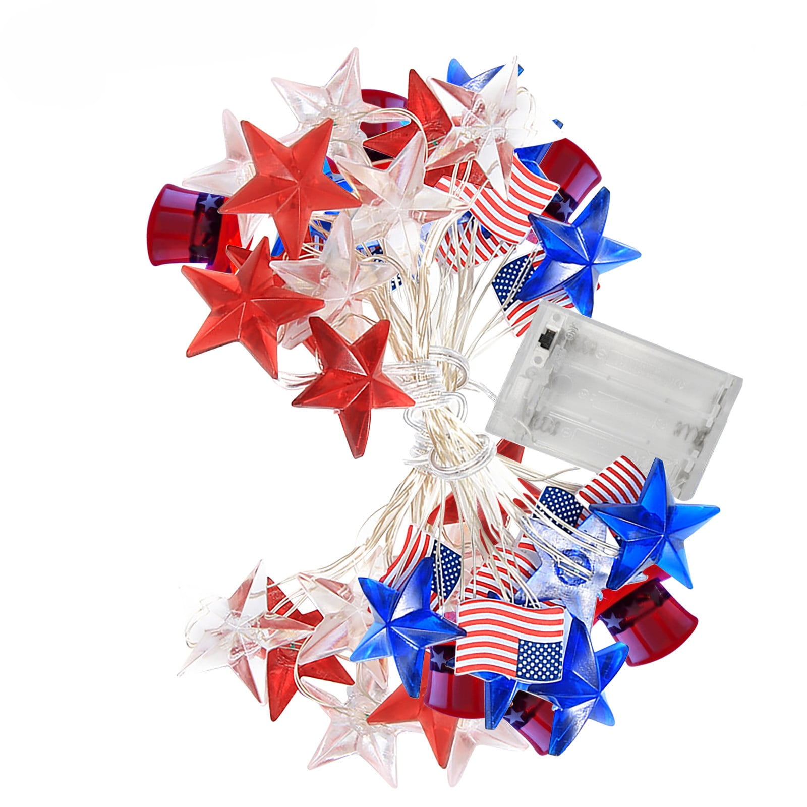 FNGZ Party Decorations Usa Star With Usa Flag String Lights July 4Th ...