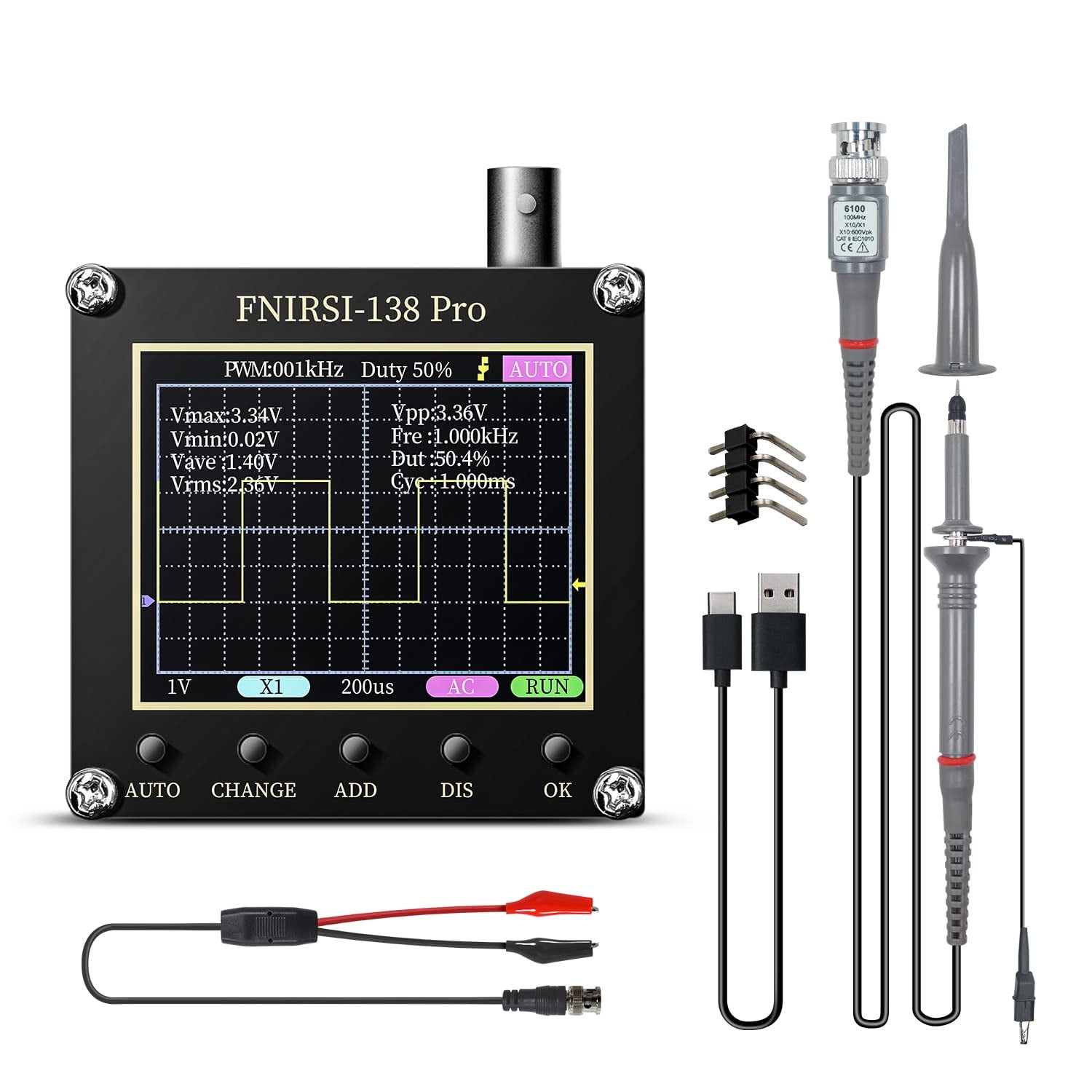 FNIRSI 138 Pro Oscilloscope - 2.4" TFT Handheld Digital Oscilloscope ...