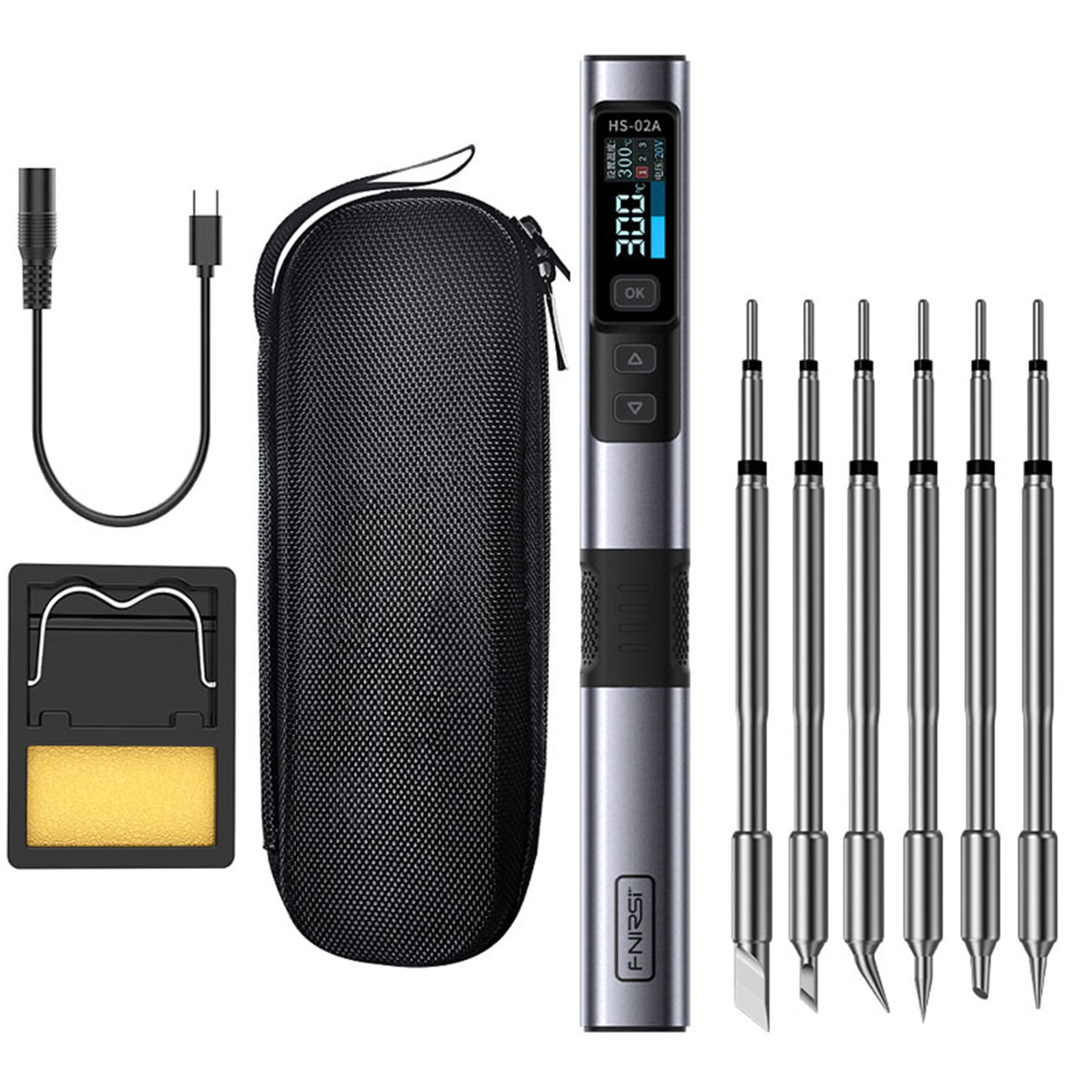 FNIRSI HS-02 intelligent soldering iron 100W portable thermostatic ...