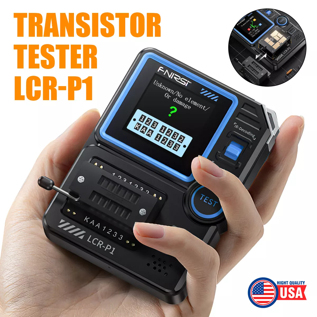 FNIRSI LCR-P1 Transistor Tester Diode Triode MOSFET PNP NPN SMD LCR ESR ...