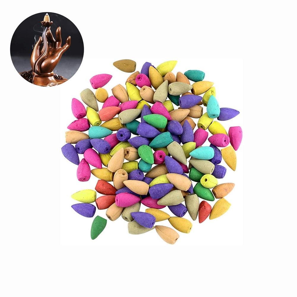 FNNMNNR 100 Pieces Backflow Incense Cones Mixed Natural Scents Rose ...