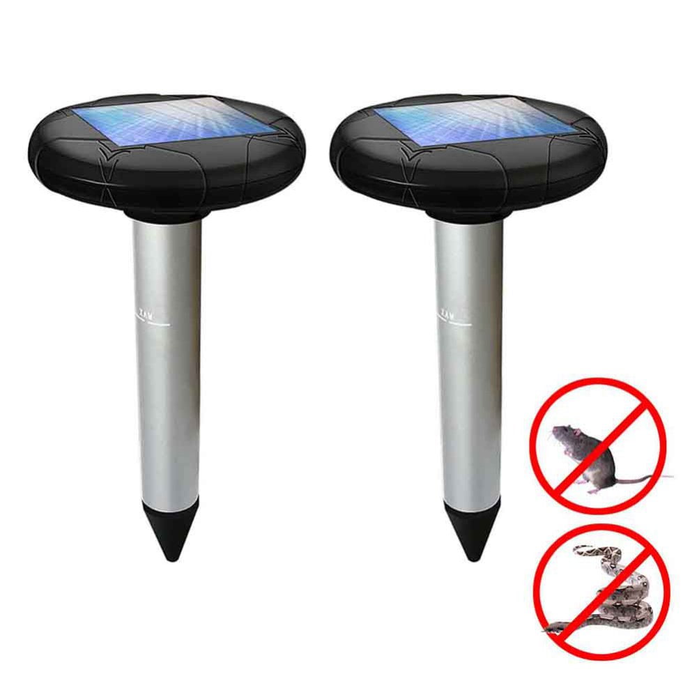 FNNMNNR 2 Pack Solar Mole Repellent Upgrade Ultrasonic Solar Powered ...