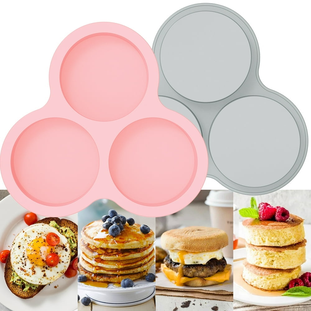 FNNMNNR 2 Pcs Silicone Muffin Top Pans 3-Cavity 4” Baking Mold for Egg ...