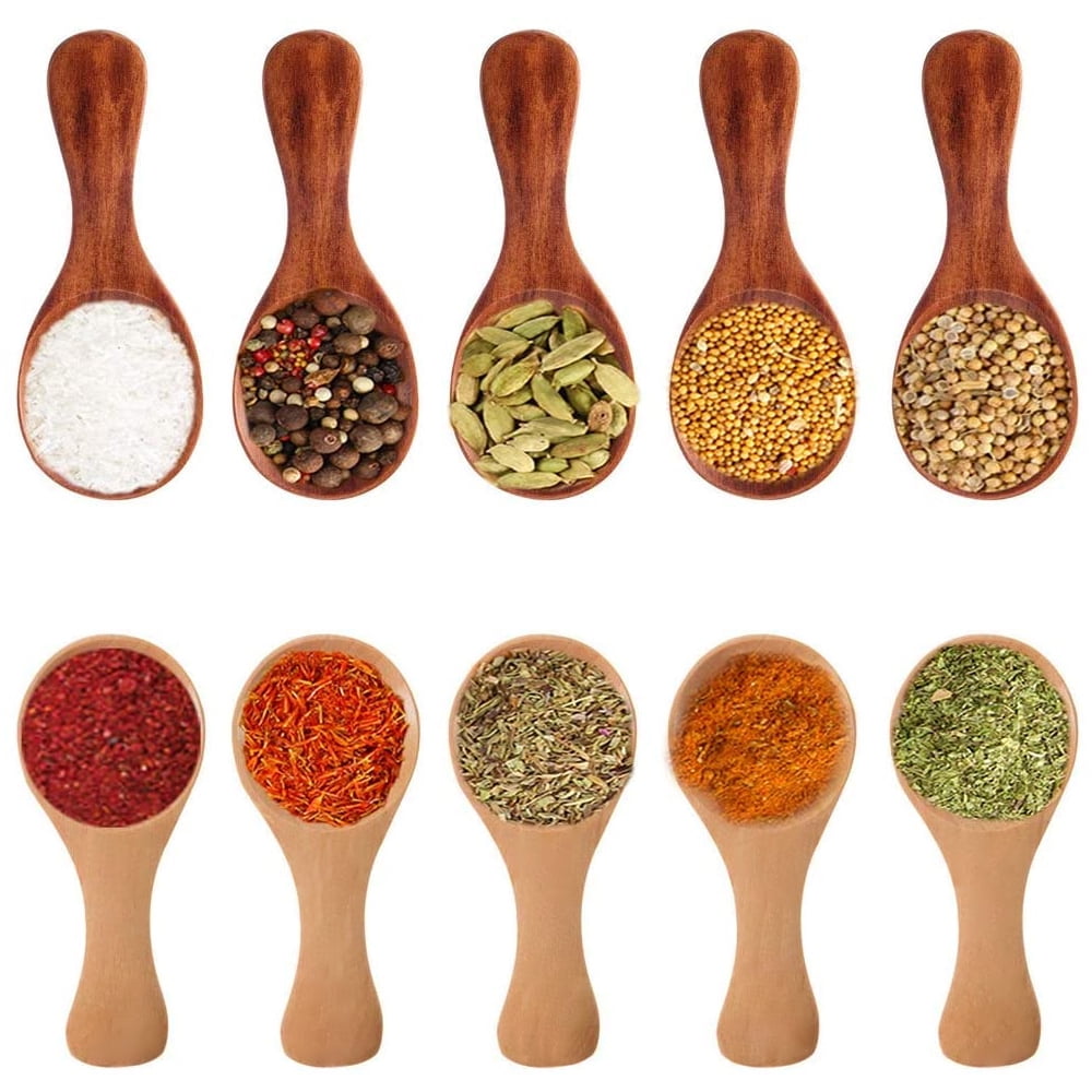 FNNMNNR 20 Pcs Small Wooden Spice Spoon, 3" Mini Wood Salt Spoon with ...