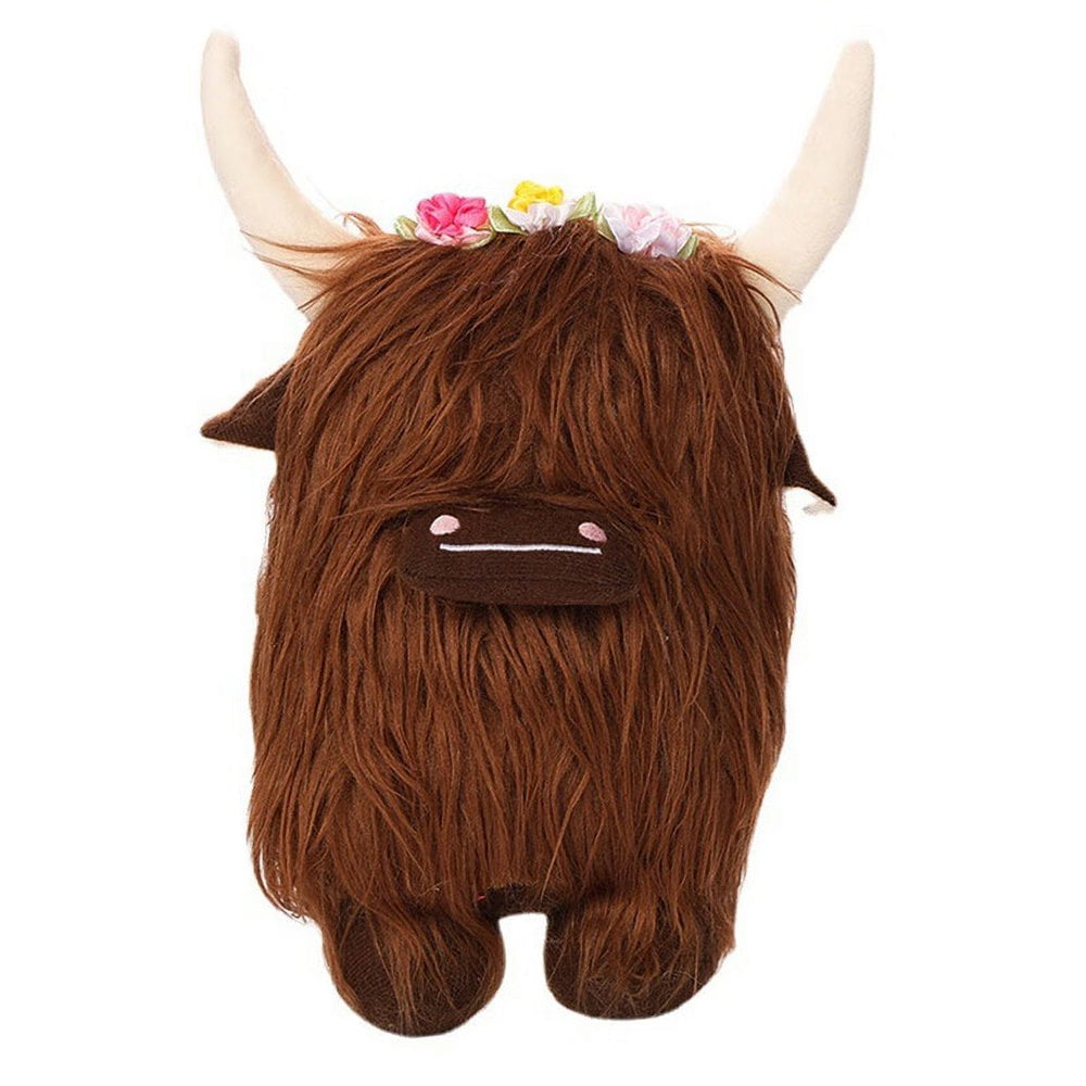 FNNMNNR 20cm Highland Cow Gnomes Soft Fluffy Hair Lovely Flower Yak ...