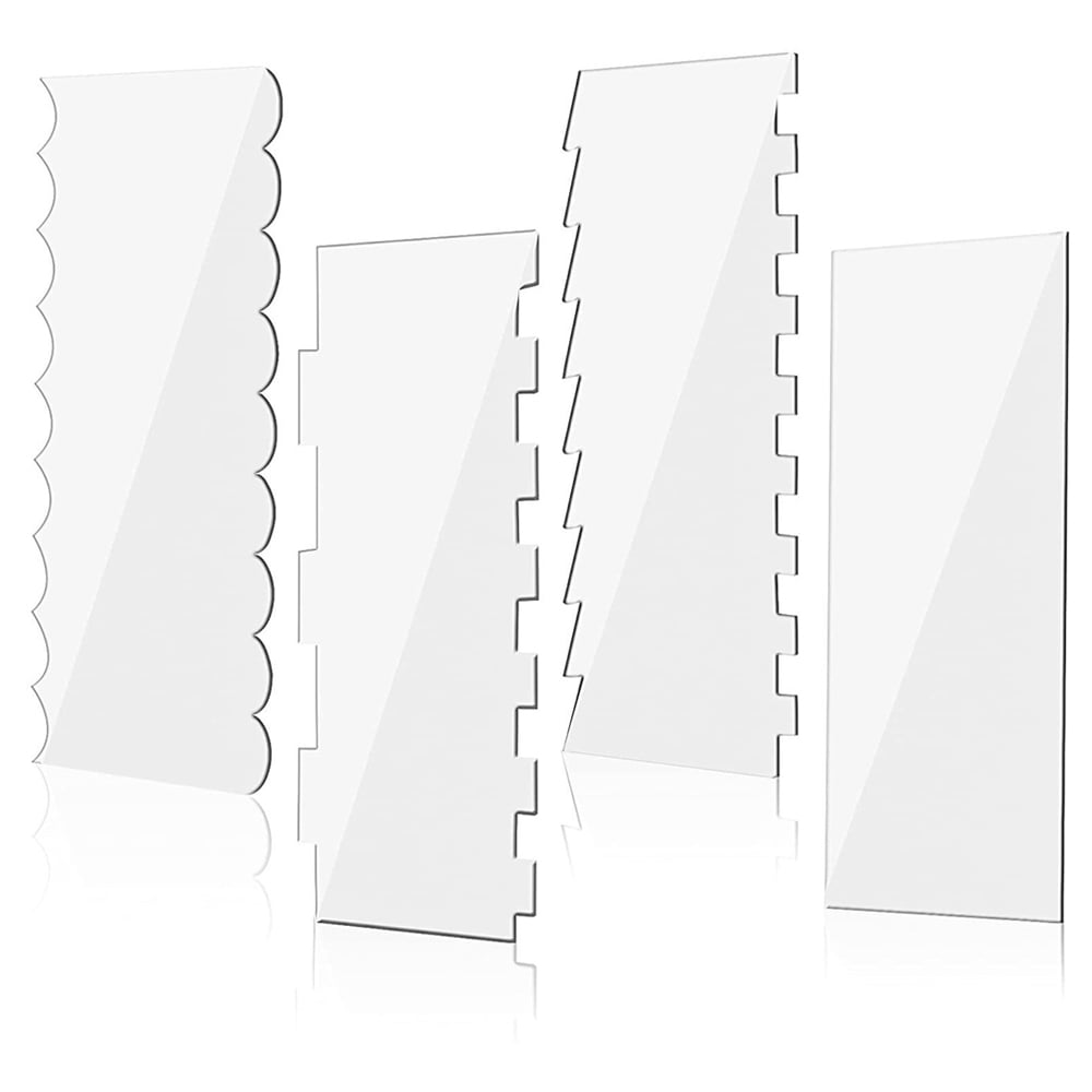 FNNMNNR 4 Pieces Large Clear Acrylic Cake Scraper Set Cakes Smoother ...