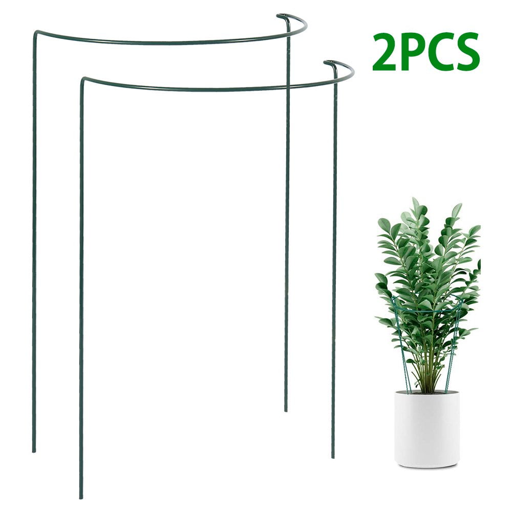 FNNMNNR 4 pcs Metal Garden Support Stakes Half Round Plant Support Ring ...