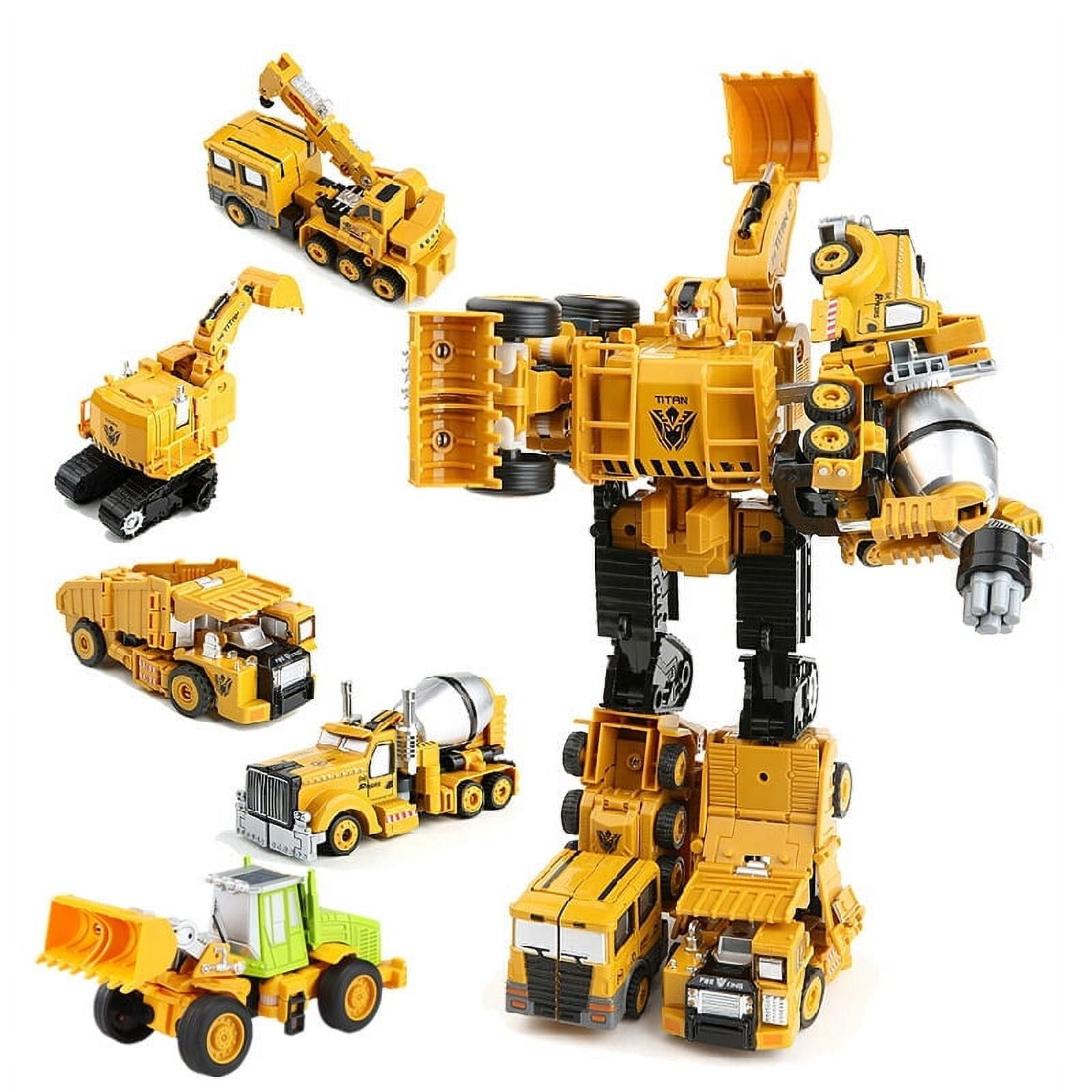 FNNMNNR Transformers Toys, 5 In 1 Construction Models, Bulldozer, Truck ...