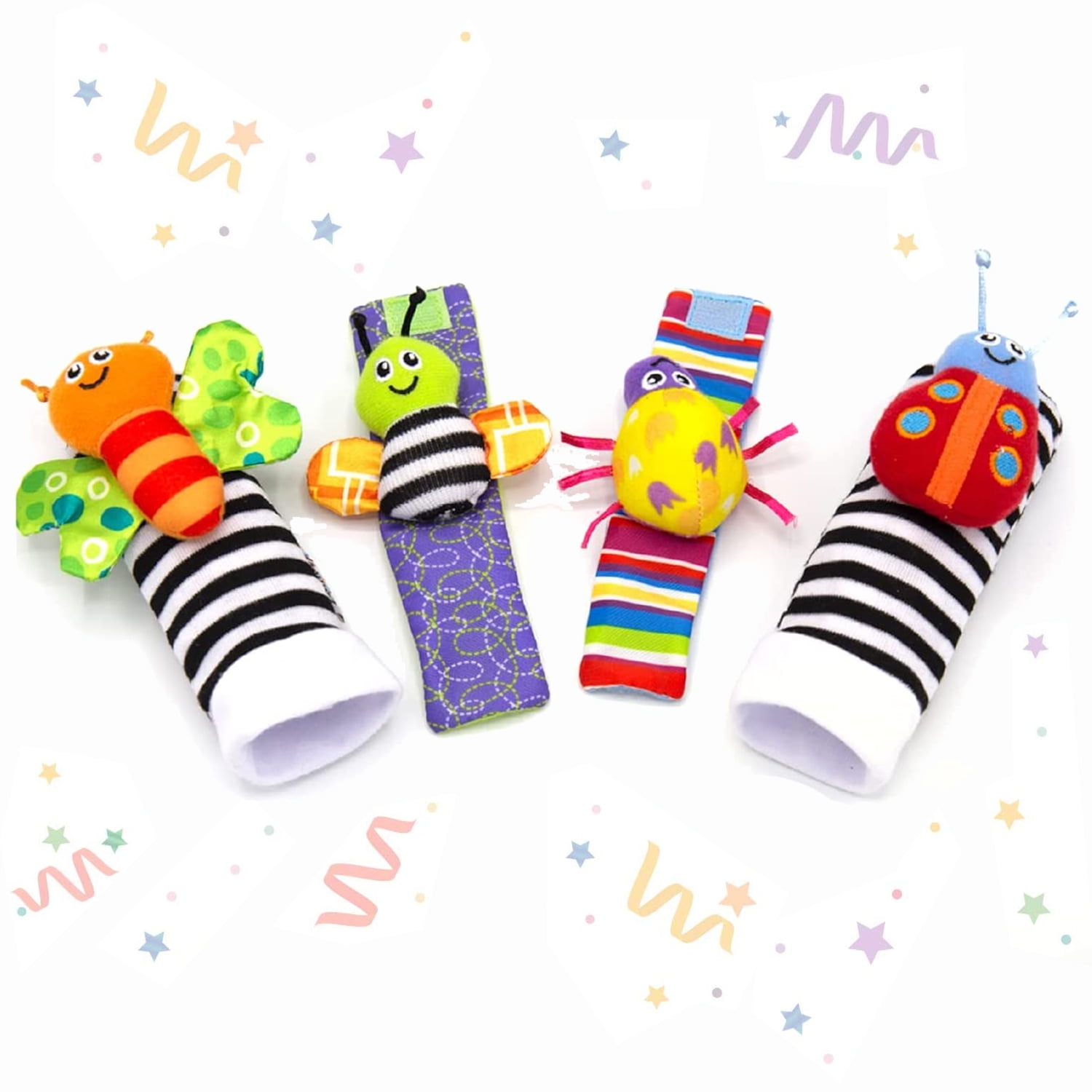 FNNMNNR Baby Wrist Rattles Toys & Foot Sock Rattle for Babies,4PCS ...