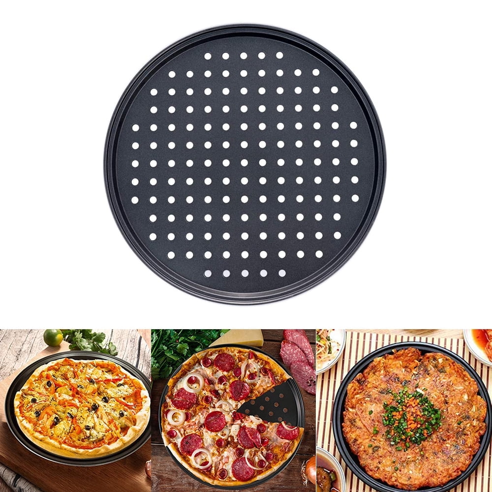 FNNMNNR Baking Steel Pizza Pan with Holes Round Pizza Pan for Oven 11 ...