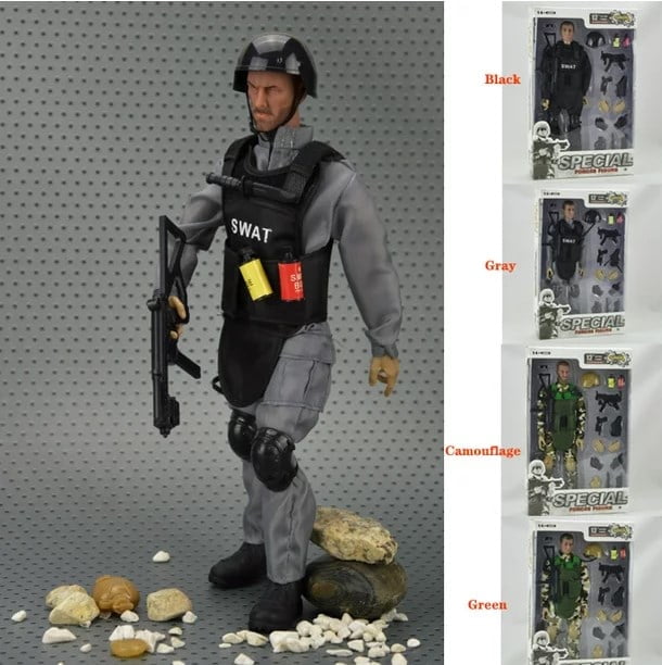 FNNMNNR Black 1/6 Soldier Action Figure Model 12 Inch Realistic Army ...