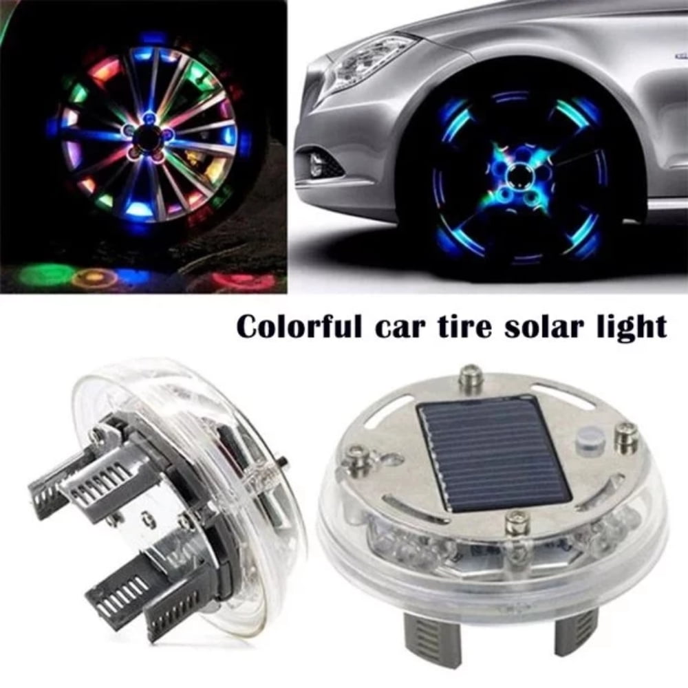 FNNMNNR Car LED Solar Wheel Hub Light Dazzle Color Night Vision Wheel ...