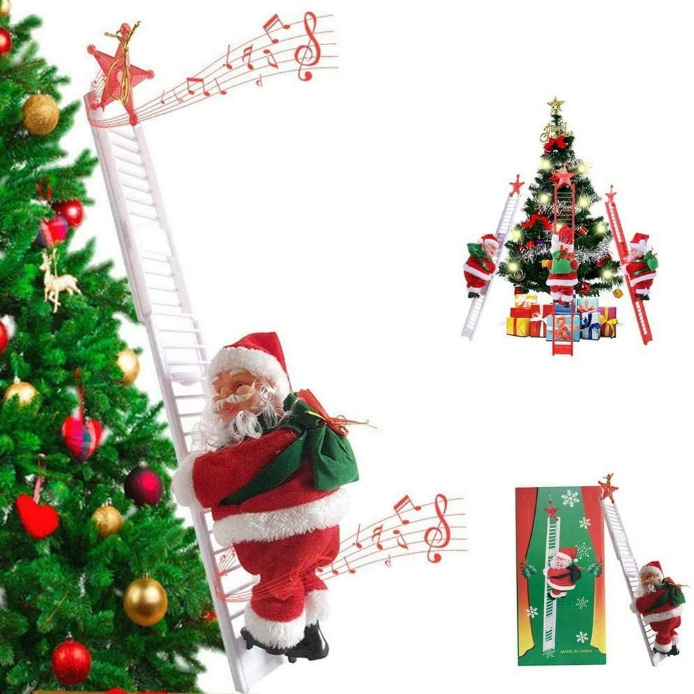 FNNMNNR Electric Climbing Ladder Rope Santa Claus Doll Christmas ...