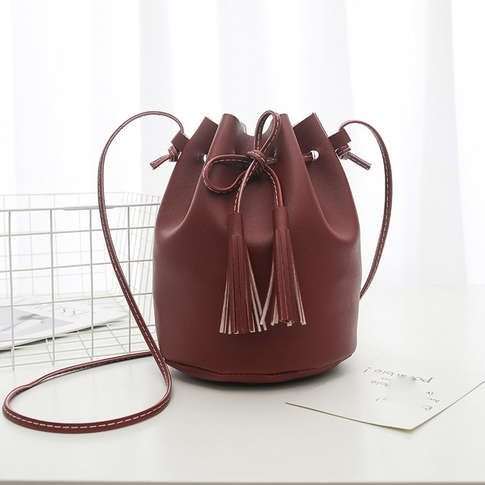 FNNMNNR Female Cute Bag Shoulder Messenger Bag Drawstring Bucket Bag ...