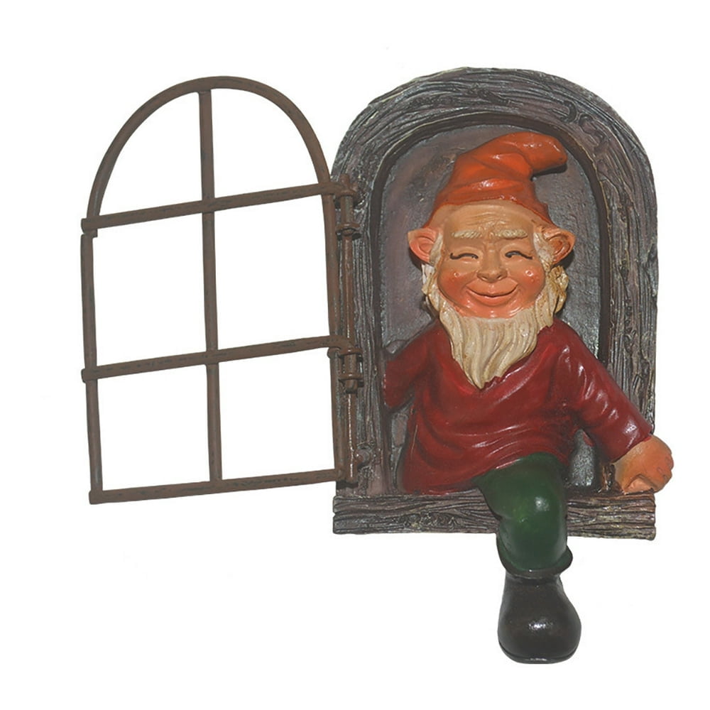 FNNMNNR Garden Statue Old Man with Beard Resin Craft Landscape Ornament ...